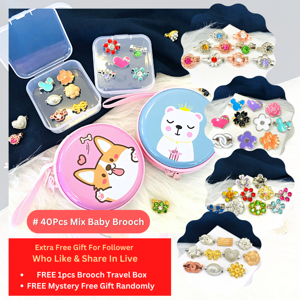 [FREE COIN BOX BULAT]40Pcs Baby Pin Brooch PREMIUM Kerongsang Random ...