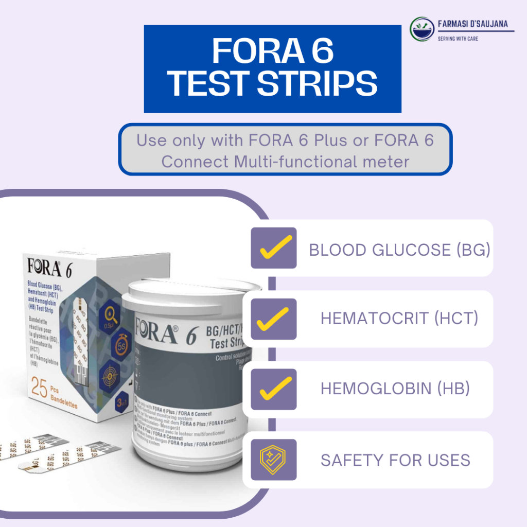 🔥SPECIAL OFFER🔥 FORA 6 PLUS (3 IN 1) TEST STRIPS 25's [BLOOD GLUCOSE ...