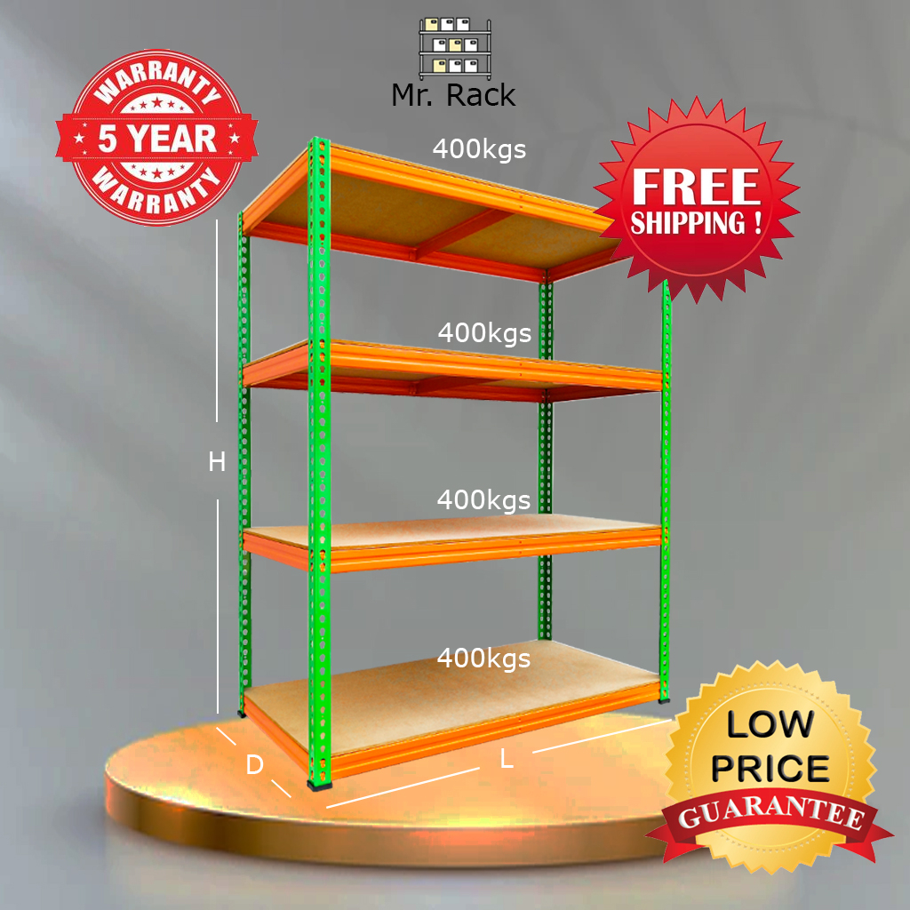 Mr. Rack WX4OG 4 Tiers HDF Board Store Boltless Storage Rack Orange ...