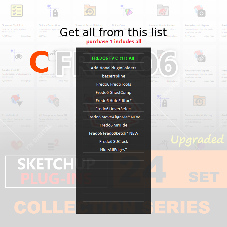 SketchUp | Plugins | Extension 2024 Collection FREDO6 28 set Curviloft, JoinPushPull, Fredo ...