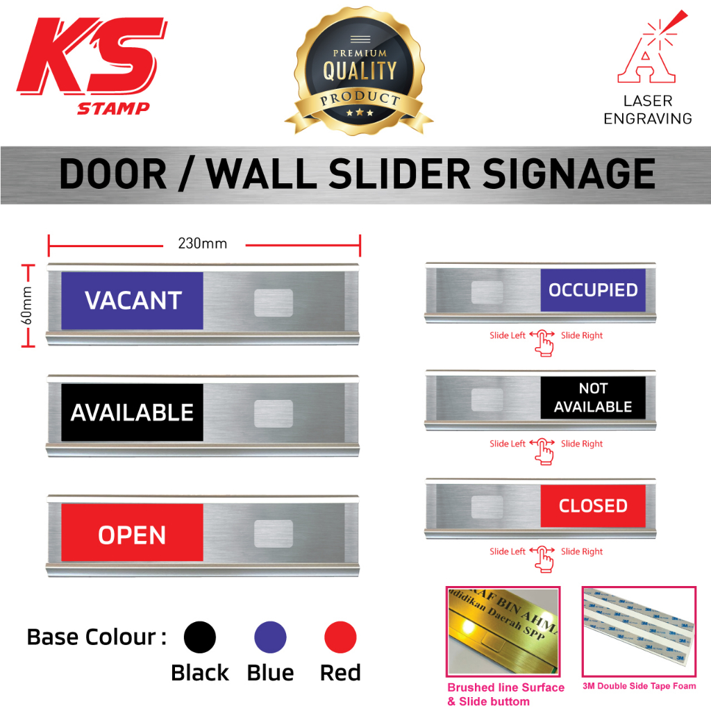 DOOR Slider Function Signage - Sizes 230mm x 60m Office, Retail/Shop ...