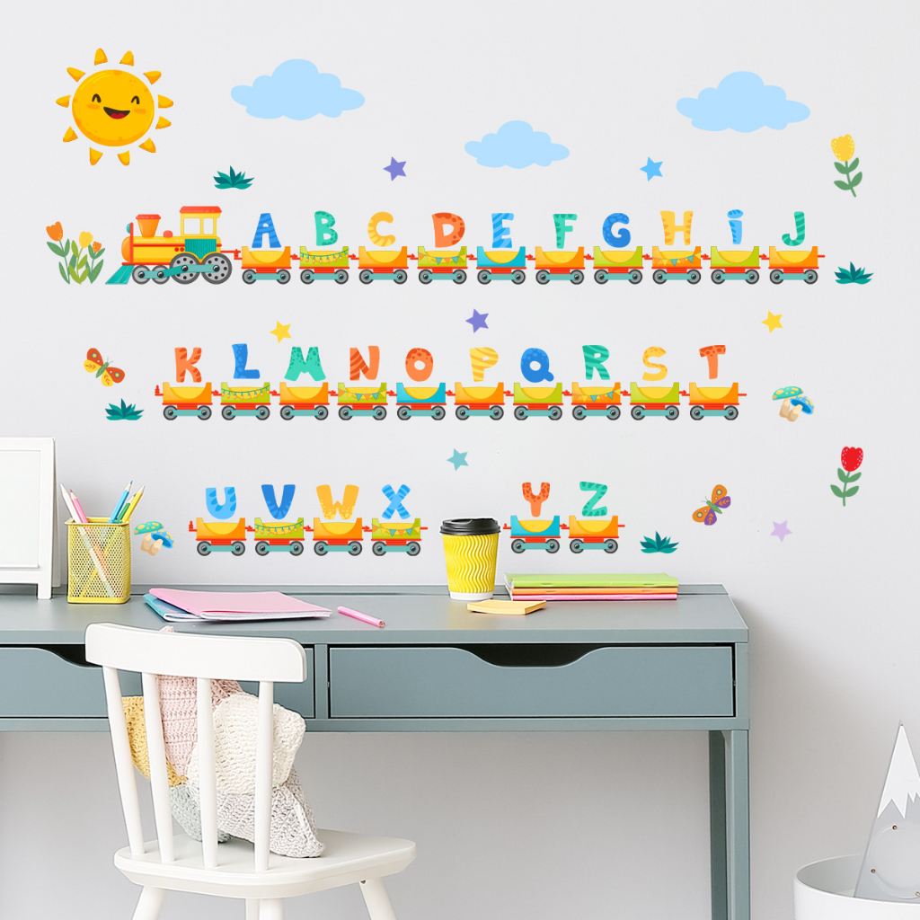 ABC Alphabet Wall Sticker, Alphabet Train Wall Decals, Animals Alphabet ...
