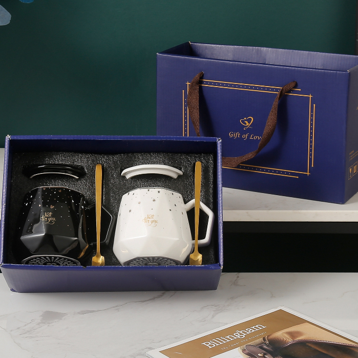 【EONMIR】Creative European Ceramic Mug Diamond Cup Couple Cup Coffee Cup ...