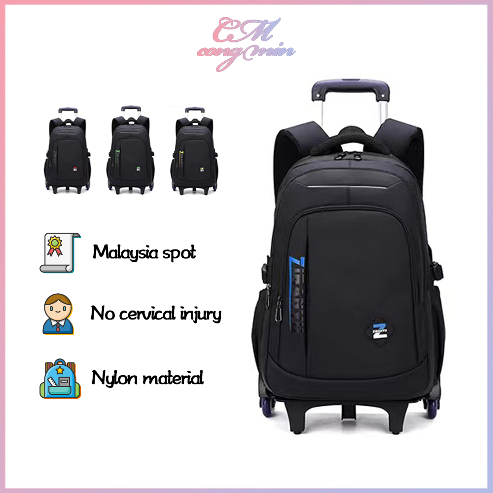 【Ready Stock】Trolley School Bag For Boy 6 Wheel Elementary And Junior ...