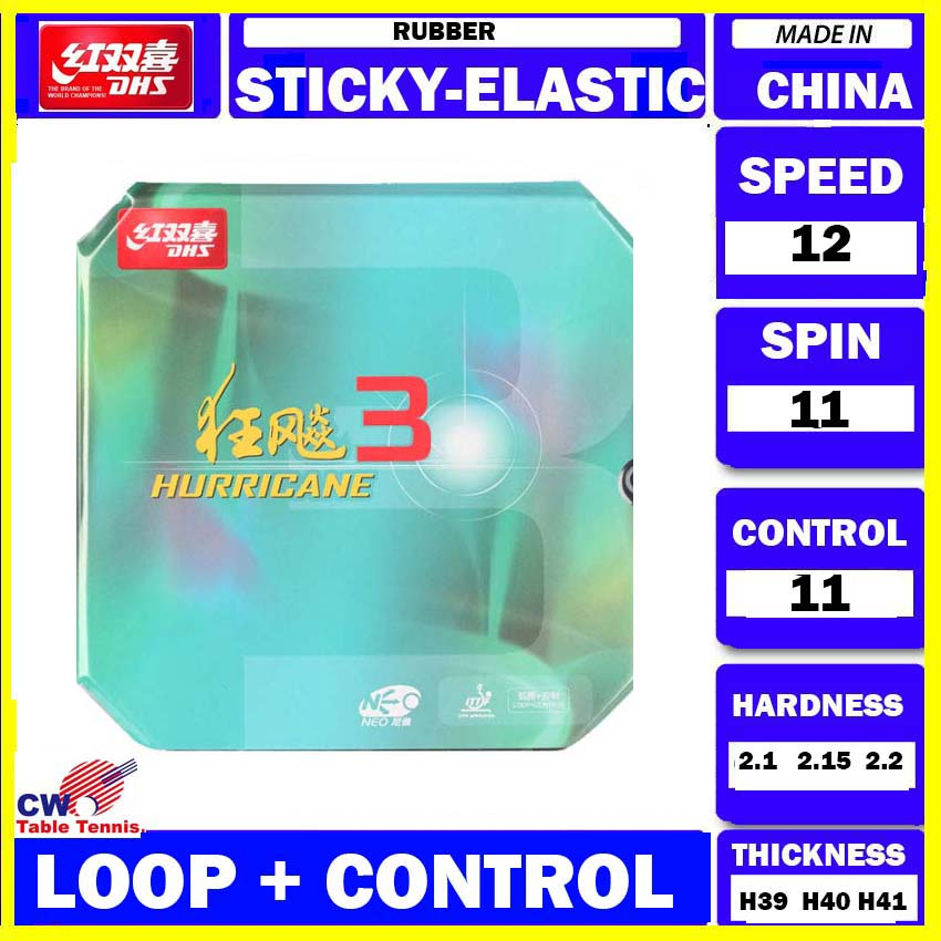 DHS Rubber Hurricane 3 Neo Rubber Sticky Elastic Table Tennis rubber ...