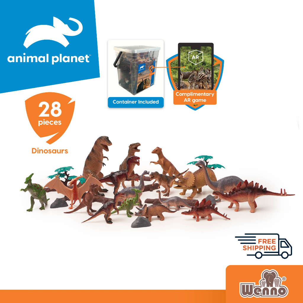 Wenno x Animal Planet 28pcs Dinosaurs playset in square bucket ...