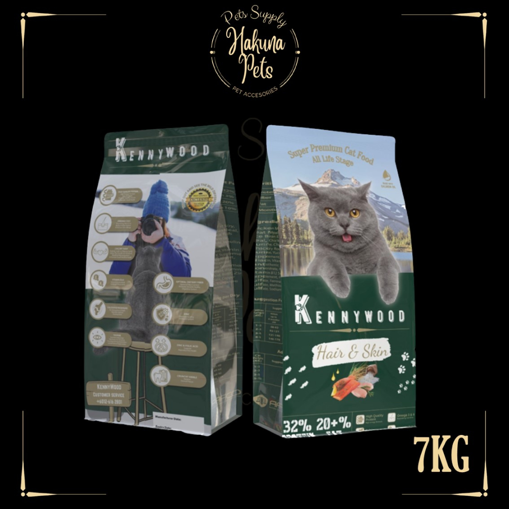 KENNYWOOD Cat Food 7KG (Hair & Skin) Dry Cat Food Makanan Kucing Pet ...