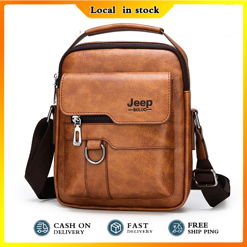 Jeep BULUO Men Sling Messenger Bag Man Crossbody Shoulder Bag Leather ...