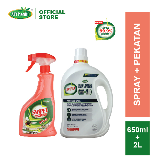 SWiPEL® Serai Wangi Combo Spray 650ml & Refill Concentrated Liquid 2L ...