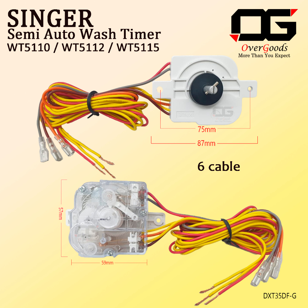 SINGER WASH TIMER WT5110 / WT5112 / WT5115 MESIN BASUH SEMI-AUTO TIMER WASHING MACHINE DXT35DF-G ...