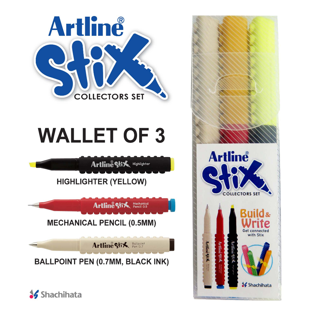 Artline STIX Highilghter, Mechanical Pencil, Ballpoint Pen Special Set ...