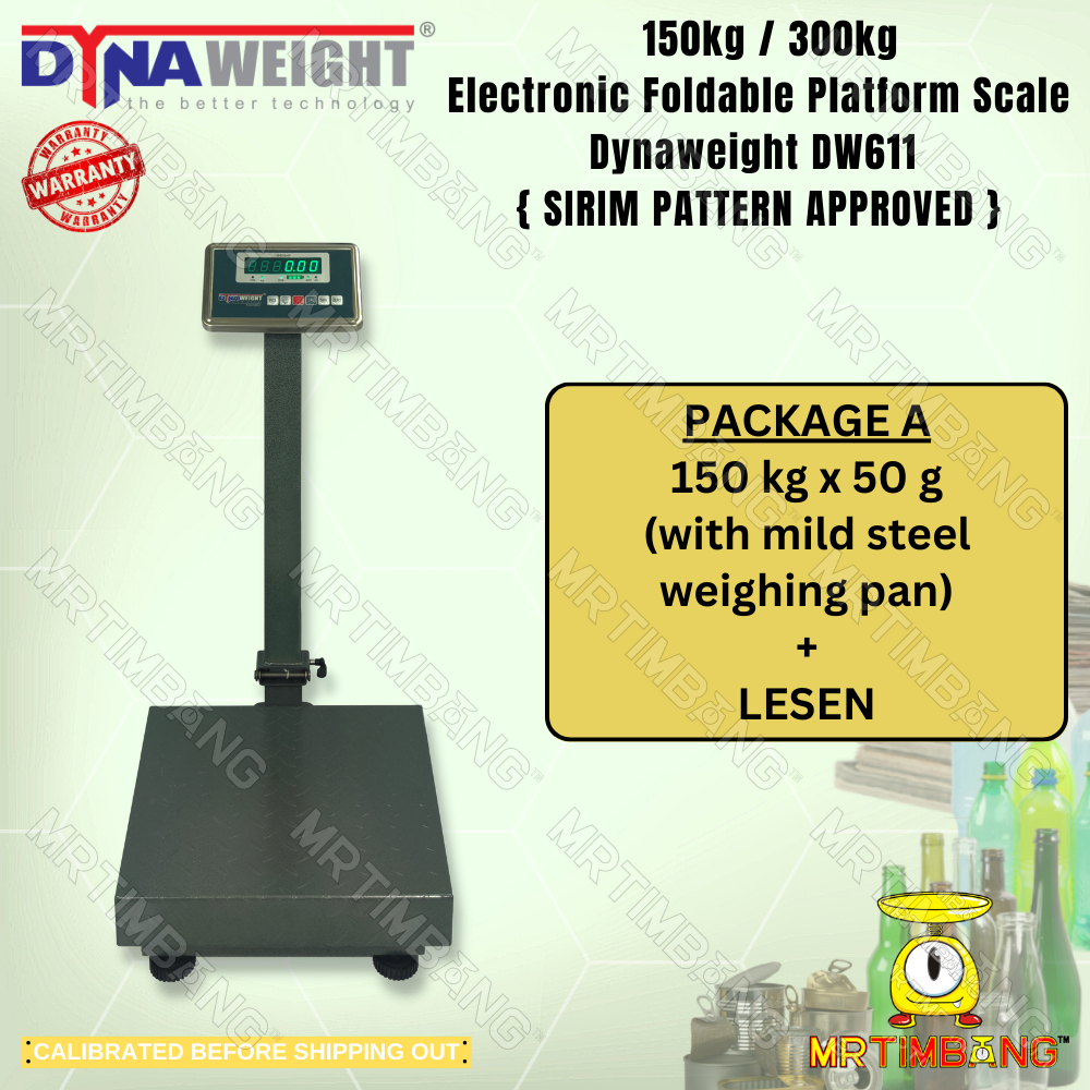 { SIRIM PATTERN APPROVED } 👍150kg / 300kg👍 Electronic Foldable Platform Scale Dynaweight DW611 ...
