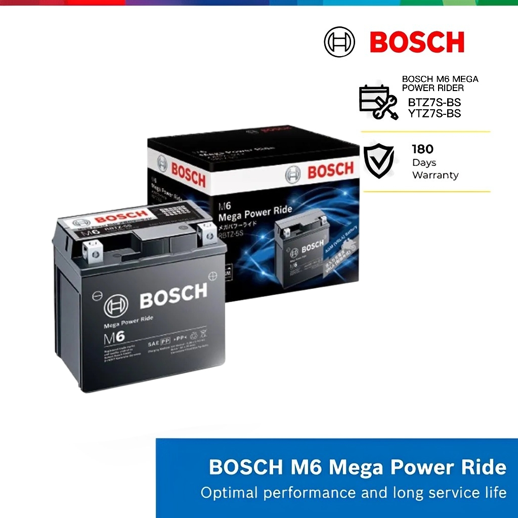 YTZ7S-BS BTZ7S-BS BOSCH BATTERY M6 MEGA POWER RIDE VRLA AGM POWER RIDE YTZ6V RS150 RSX150 ...