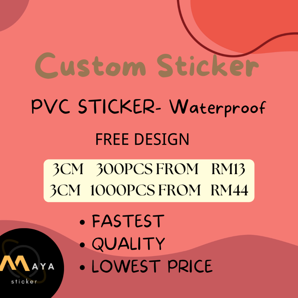 Custom PVC White Vinyl Sticker Label Printing 300/ 500/ 1000 (Pcs ...