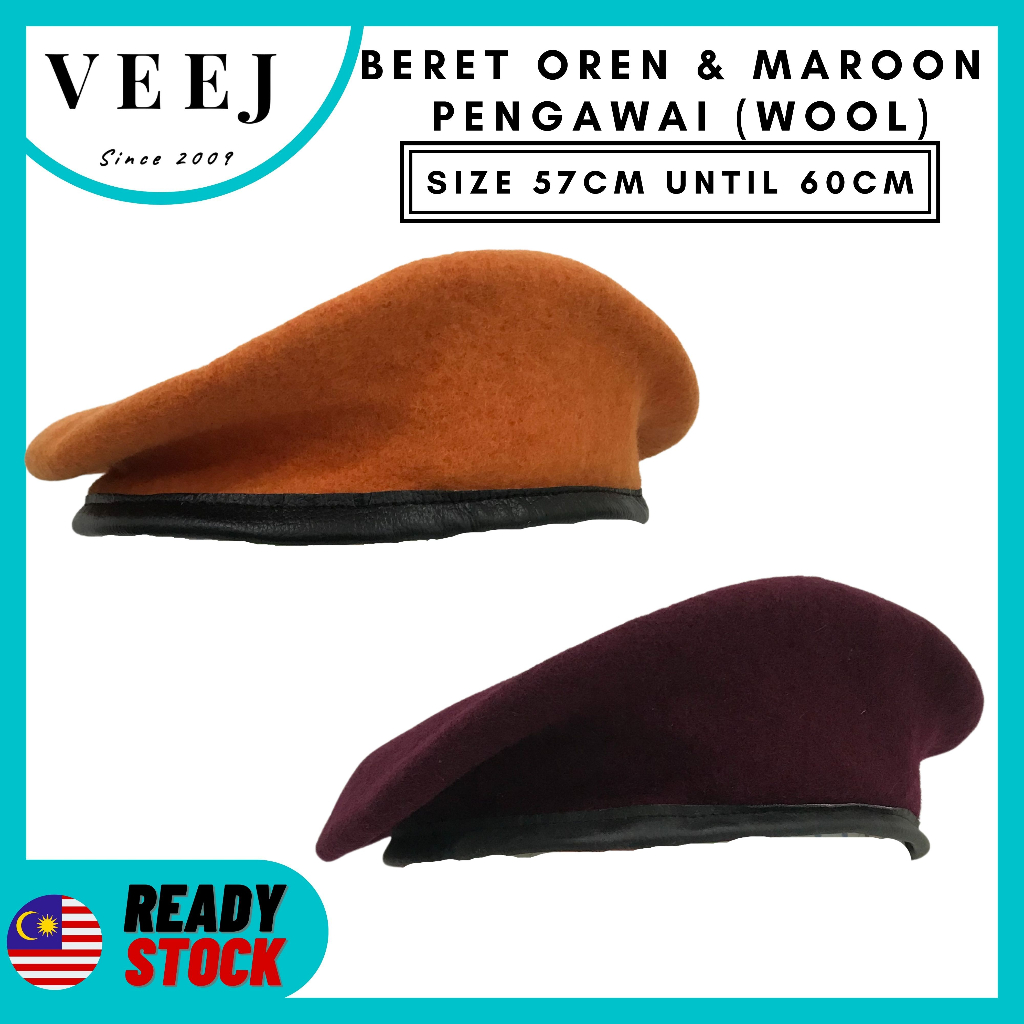BERET OFFICER | TOPI BERET PEGAWAI | WARNA OREN (JPA) & MAROON (KRS ...