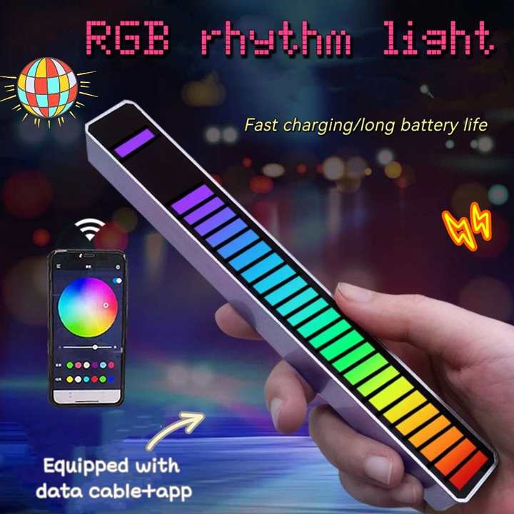 RGB Lampu Musik LED Music Rhythm Light Bar Pickup Sound Control Voice ...