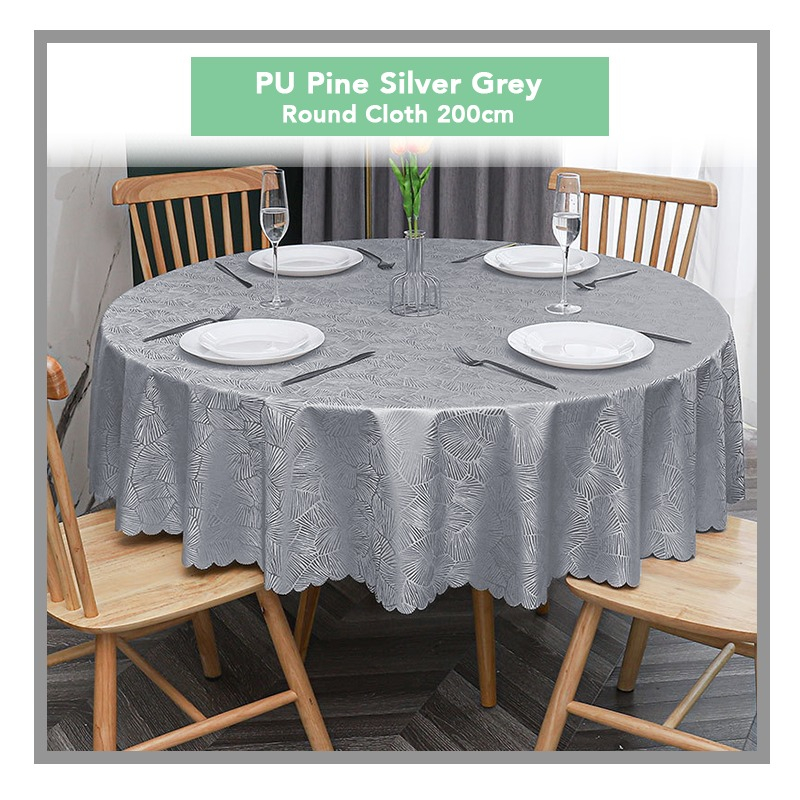 ALAS MEJA Waterproof Premium Round PU Table Cloth Cover Oilproof Alas ...