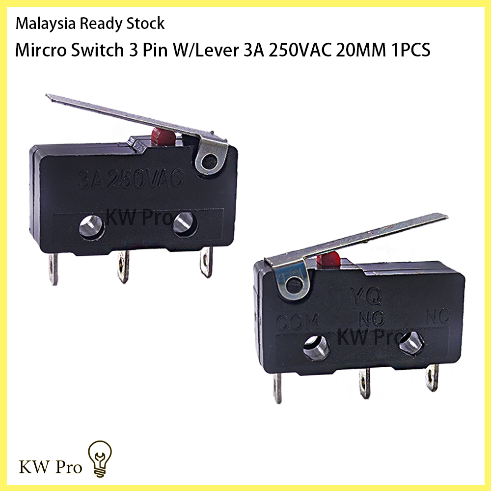 SW-KW12 Micro Switch 3 Pin W/Lever 3A 250VAC 20MM 1PCS | Shopee Malaysia