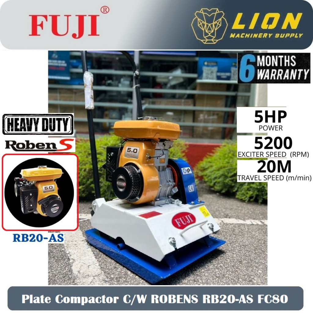 FUJI FC80 Plate Compactor C/W ROBENS RB20-AS - Heavy Duty - 6 Months ...