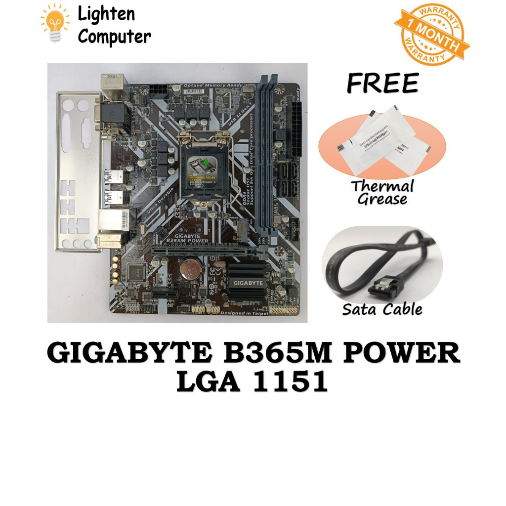 GiGabyte B365M Power Motherboard | B365 | LGA 1151 | INTEL 8th 9th Gen | mATX Micro ATX - USED ...
