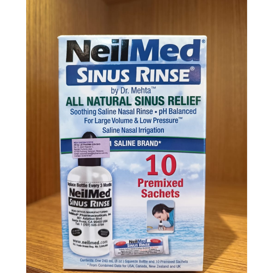 NEILMED SINUS RINSE STARTER KIT (10 PREMIXED SACHETS + 1 BOTTLE ...