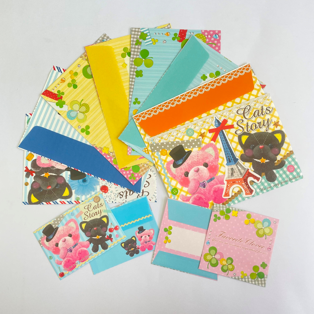 Envelope from Japan - Cute Animals Cat Bear Lucky Clover - Deco Paper ...