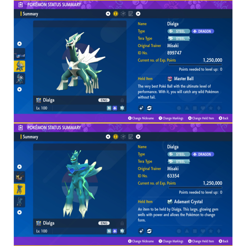 Pokemon Scarlet & Violet 6IVs Full EV trained Shiny Dialga Origin ...