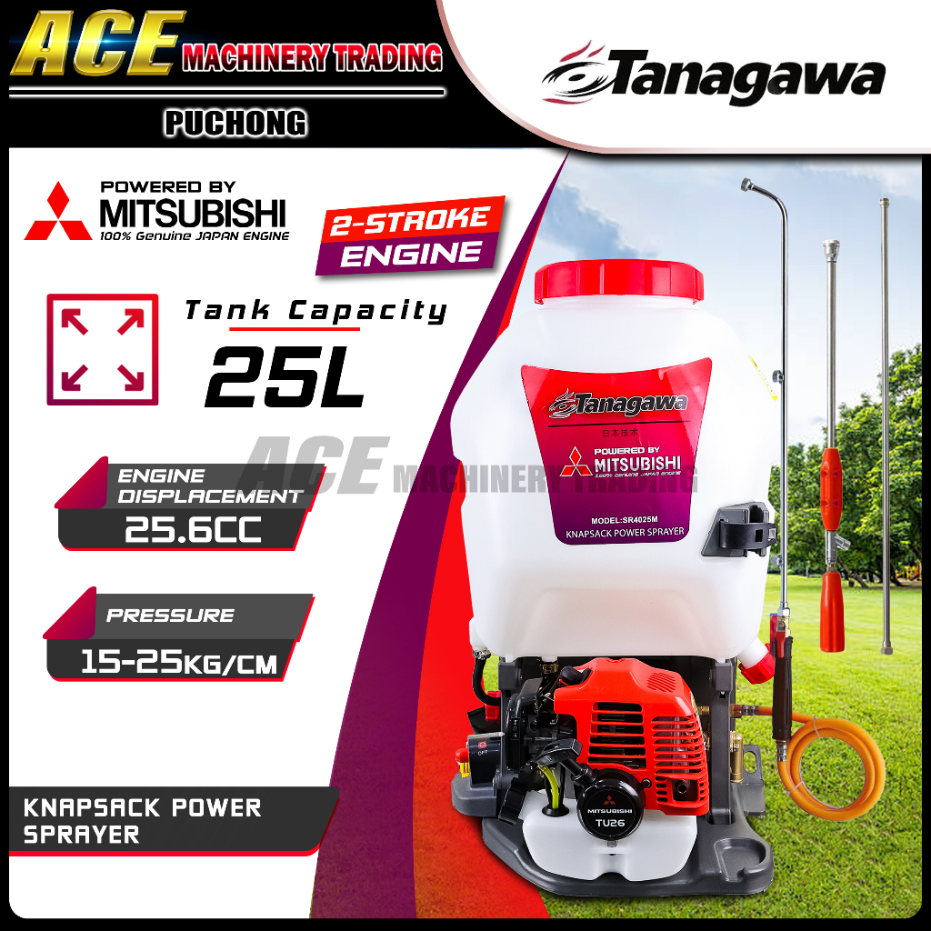 [ Tanagawa ] Mitsubishi engine 1.4Hp SR4025M 2 Stroke Knacksack Power ...