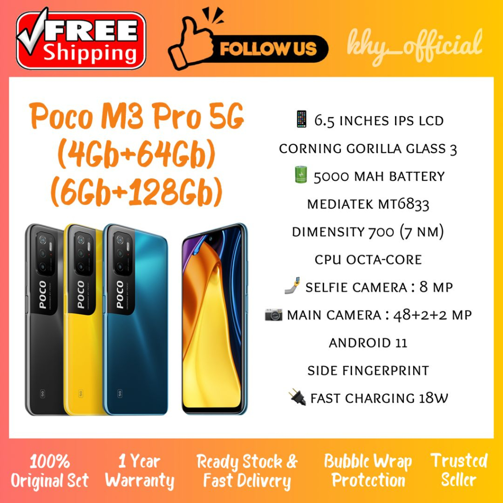 New Smartphone Original Xiaomi Poco M3 Pro 5g [ 4+64 / 6+128Gb Rom ...