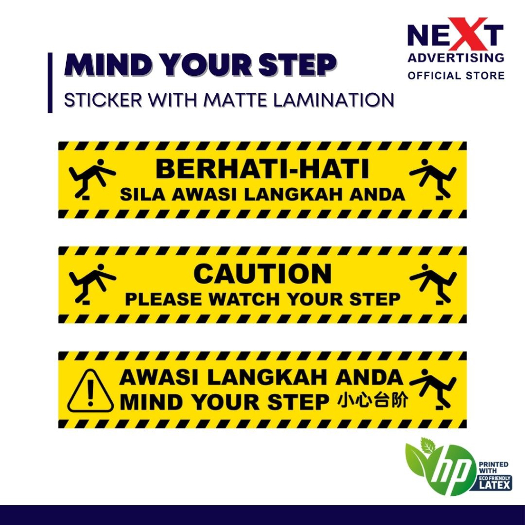 Mind Your Step Sticker With Matte Lamination | 2 Sizes | Shopee Malaysia