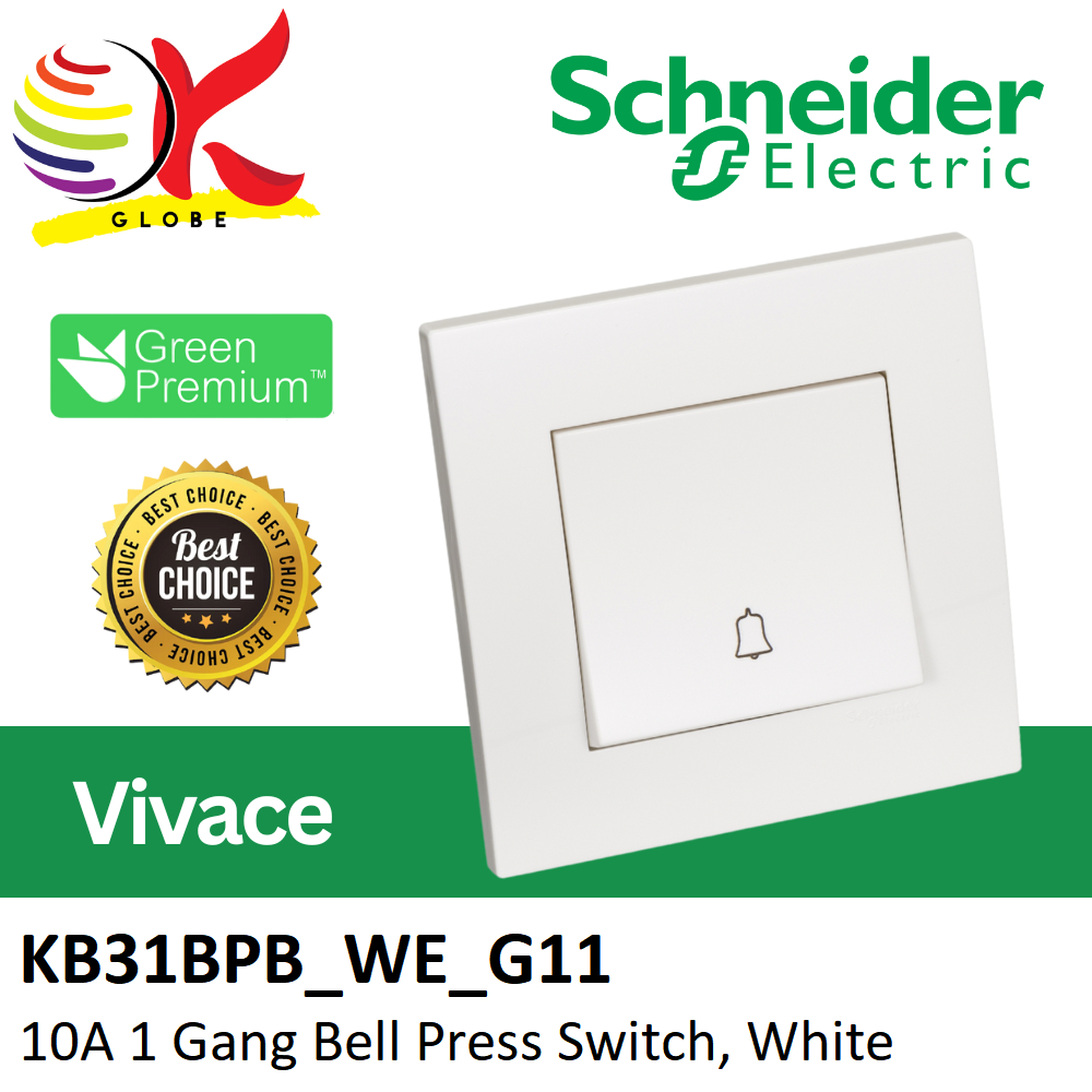 SCHNEIDER ELECTRIC VIVACE SERIES 10A 250V 1 GANG BELL PRESS SWITCH WITH ...