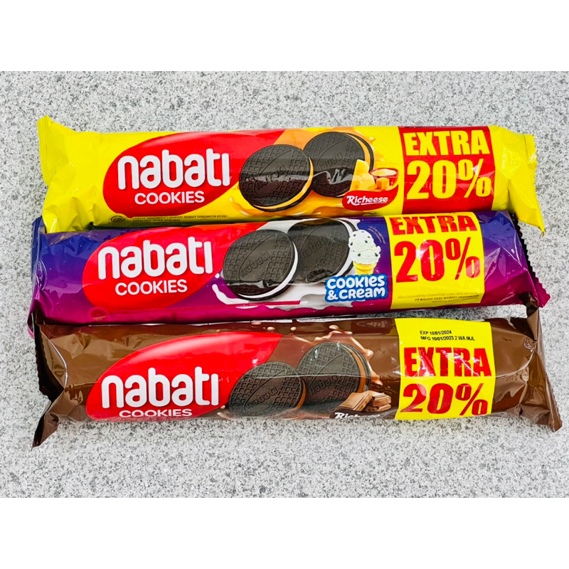 136g Nabati Cookies Richeese / Richoco / Cookies & Cream Sandwich ...