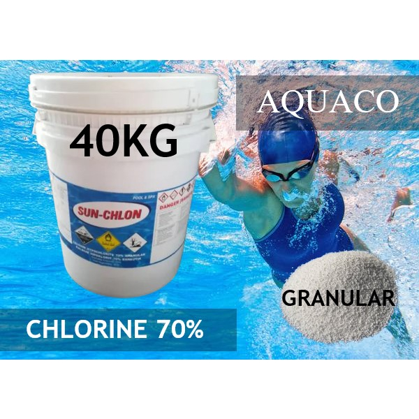 AQUACO SUNCHLON CHLORINE 70% GRANULAR 40KG FOR SWIMMING POOL OR AS ...