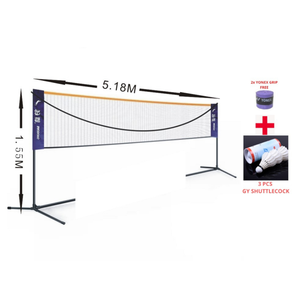 Portable Badminton Net 3.1/4.1m Adjustable Jaring Badminton Easy Setup ...