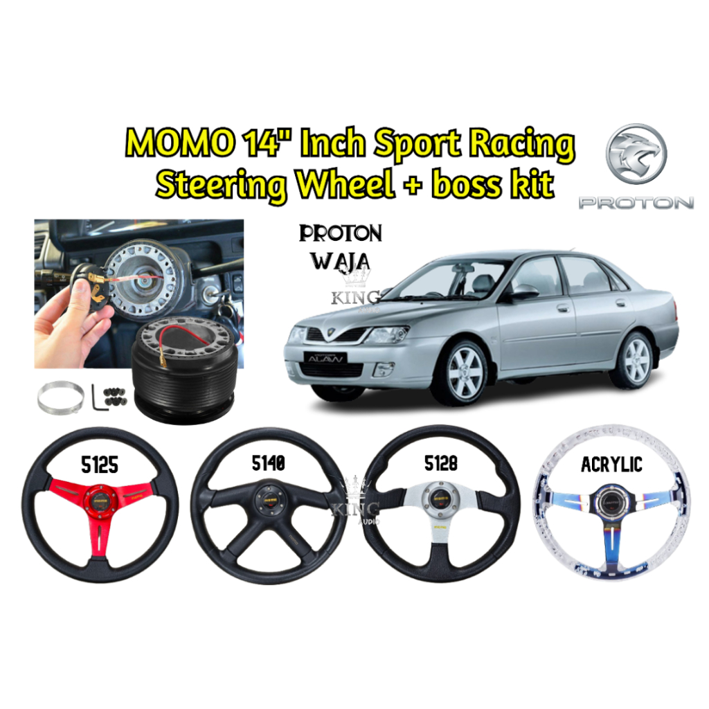 Proton Waja Racing Sport Steering 14" Inch + Wheel Hub Adapter Boss Kit ...