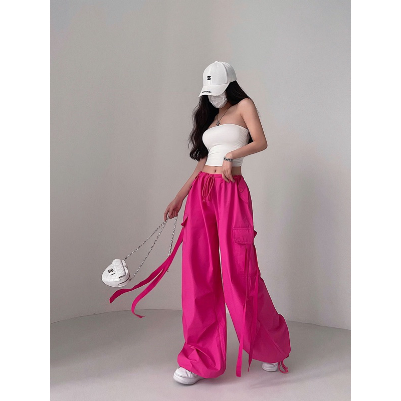 Hot Pink Drawstring Cargo Pants | Shopee Malaysia