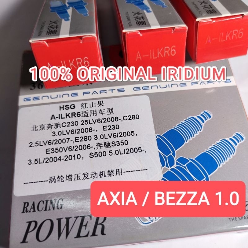 💯%ORIGINAL IRIDIUM AXIA 3PCS @ A-ILKR6 Spark Plug Iridium BEZZA Perodua ...