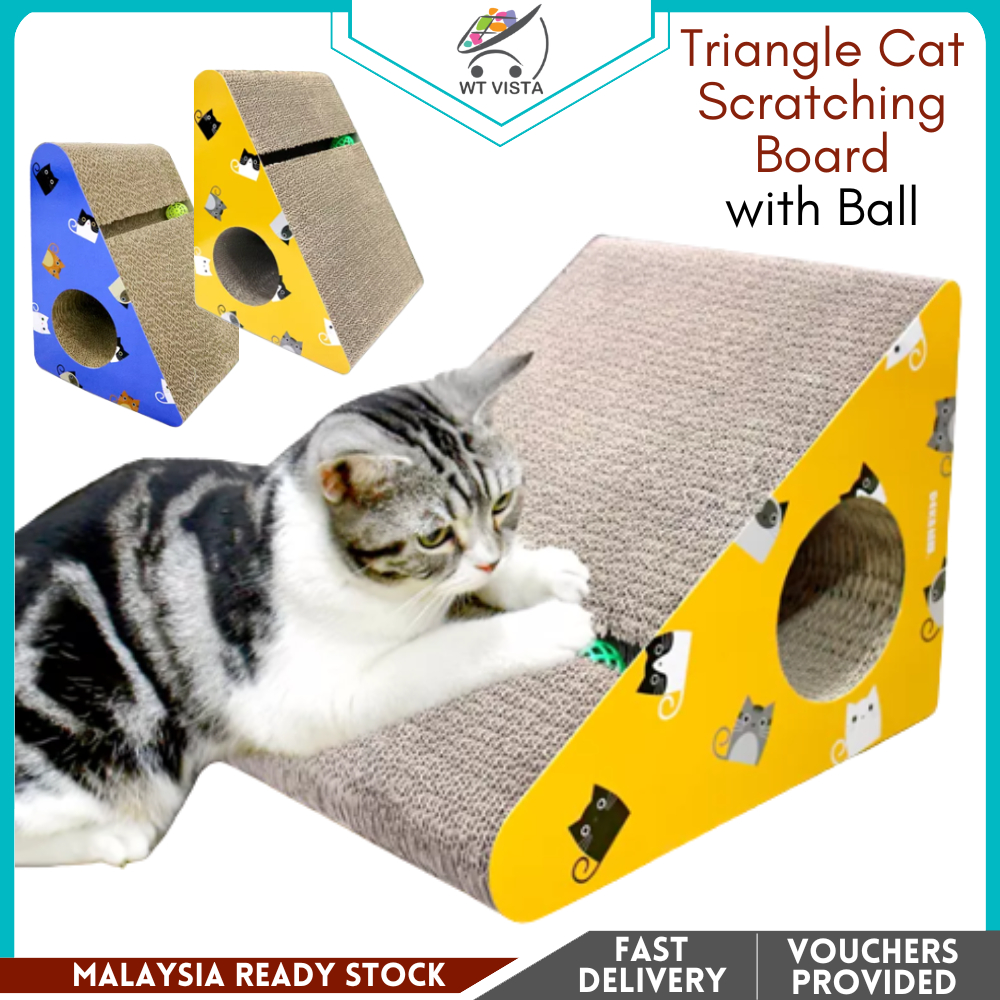 Cat Scratching Board Triangle Scratcher Bed with Bell Tunnel Cat Bed ...