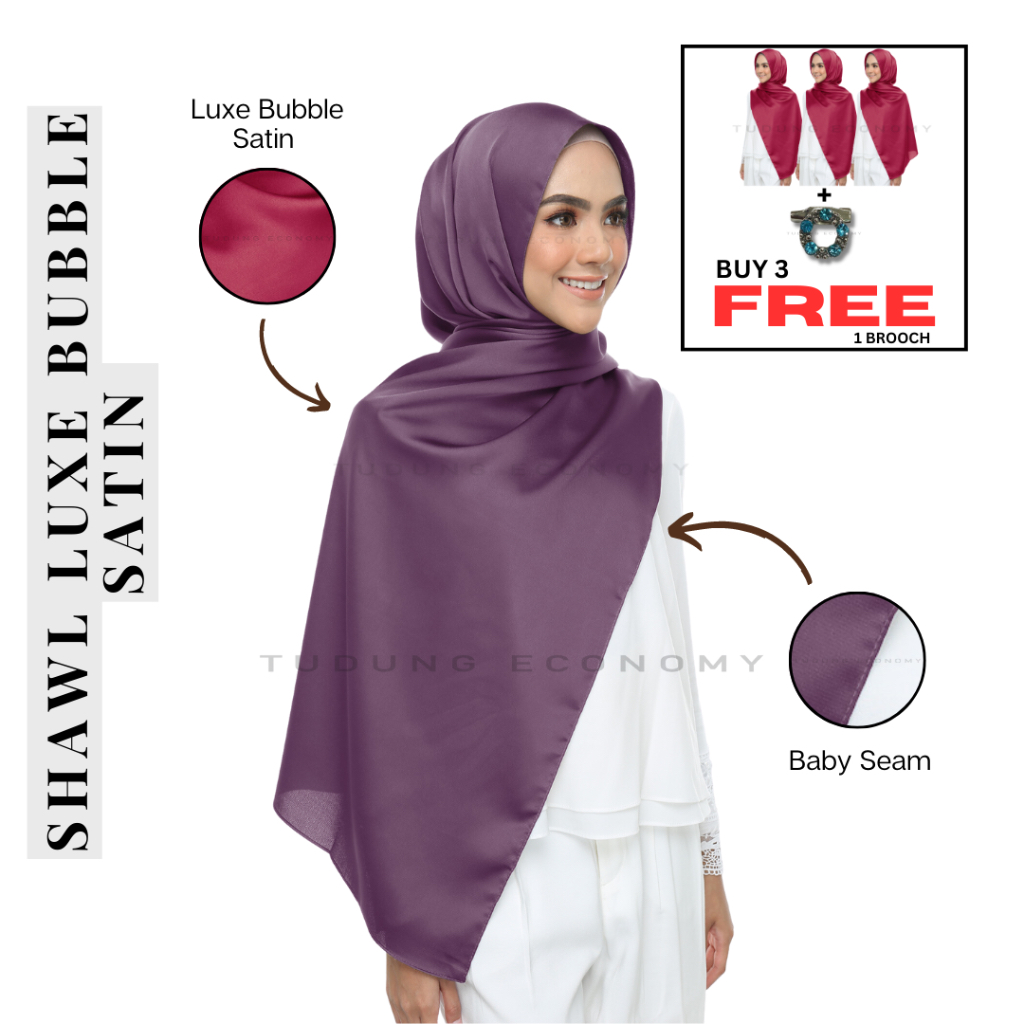 (BUY 3 FREE 1 GIFT) SHAWL LUXE BUBBLE SATIN | Shopee Malaysia