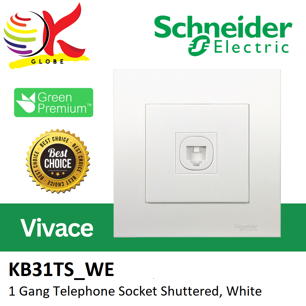 SCHNEIDER ELECTRIC VIVACE SERIES KB31TS_WE 1 GANG TELEPHONE SOCKET ...