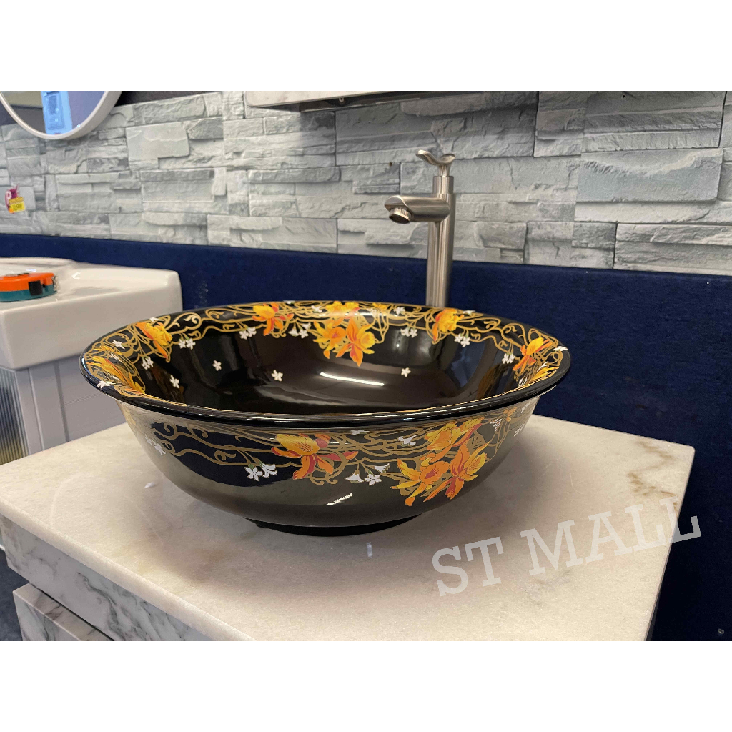 ANTIQUE STYLE AND LUXURY ROUND FLOWER HAND MADE CERAMIC ART BASIN ...