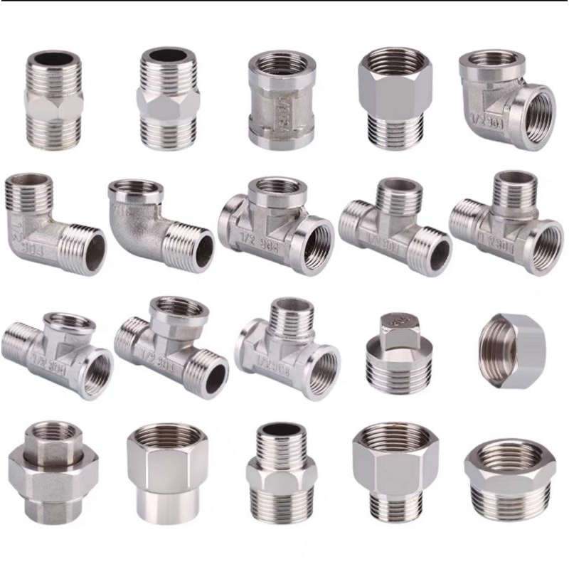 Water Pipe Fix Fitting 304 Stanless Steel 1/2' 3/4" Elbow Socket Nipple ...