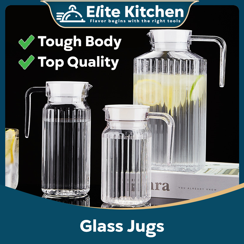 Elite Kitchen - Drinking Glass Serving Jug Cold Warm Water Tea Coffee ...