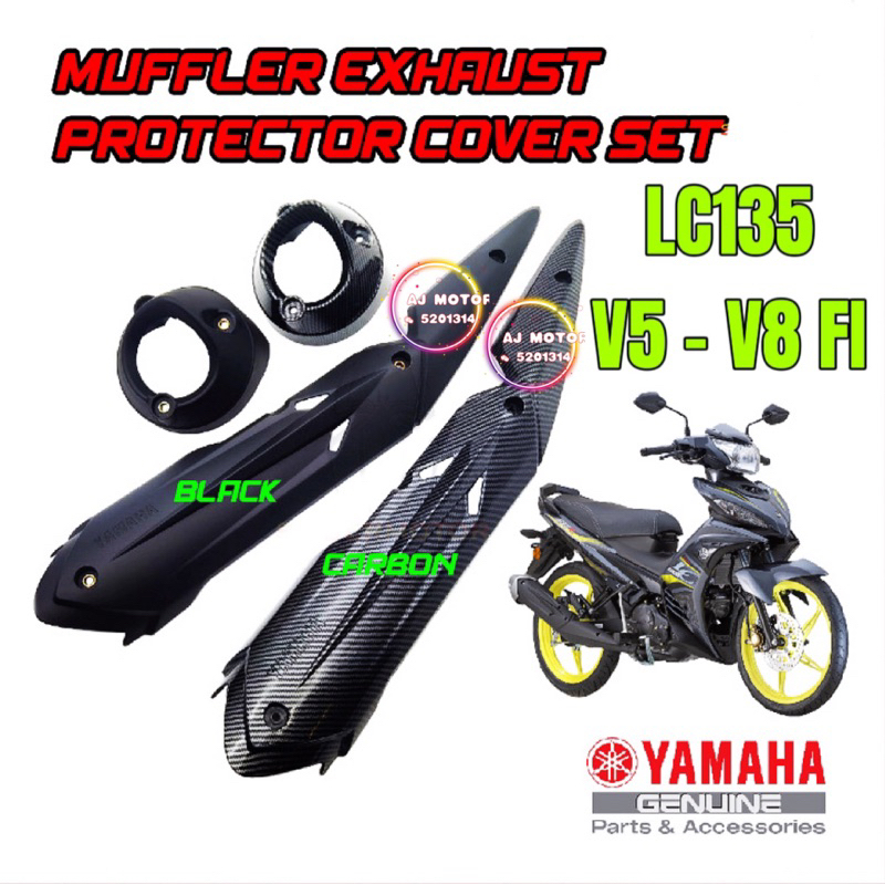 YAMAHA LC135 V5 V6 V7 V8 V9 FI EXHAUST SIDE COVER & END CAP CARBON ...
