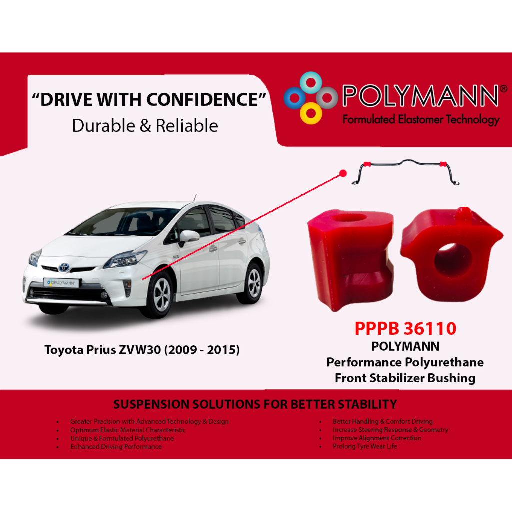 Polymann Toyota Prius ZVW30 (2009 - 2015) FRONT Stabilizer Bar ...