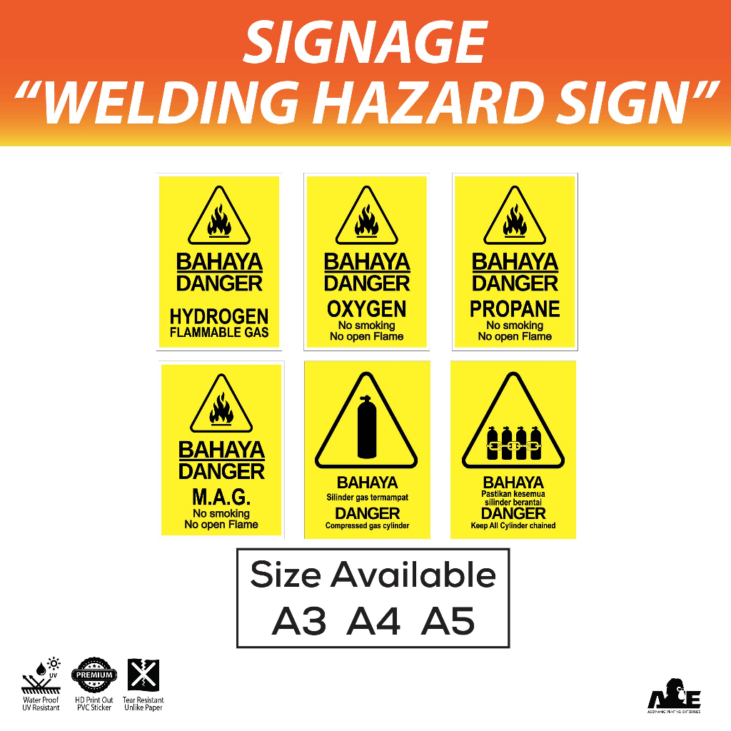 Welding Hazard Sign 2 | DANGER | Flammable Gas | No Smoking | No Open ...