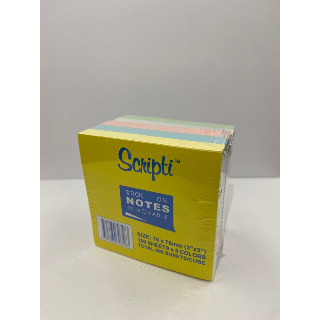 SCRIPTI STICK-ON NOTE 3" X 3" 30358 5IN1 PASTEL COLOUR 500'S | Shopee ...