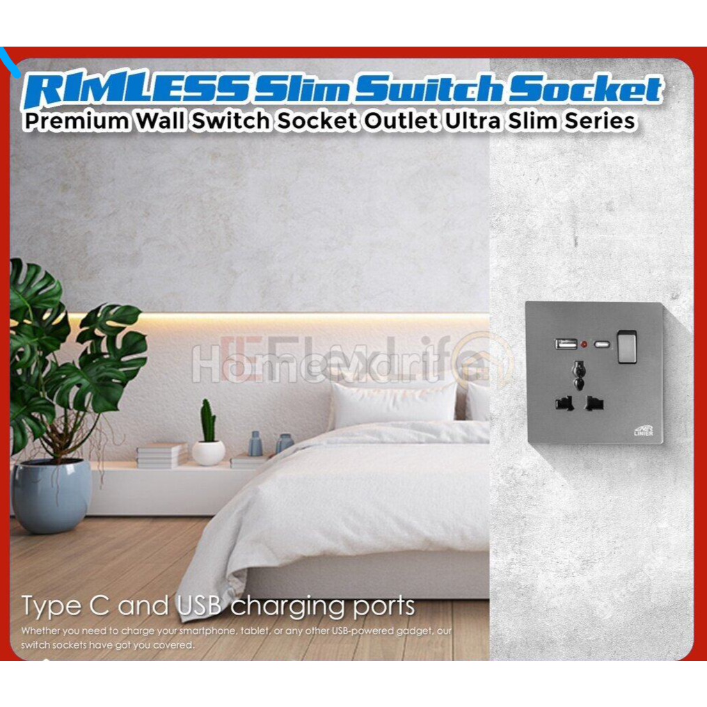 (SIRIM)【LINIER ULTRA SLIM】 Switch Socket Modern Wall Switches SPACE ...