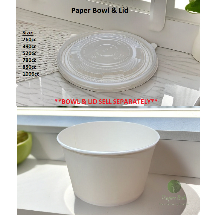 [50pcs] [6 Sizes] Plain Paper Bowl / @White Paper Bowl@ / Food Paper ...