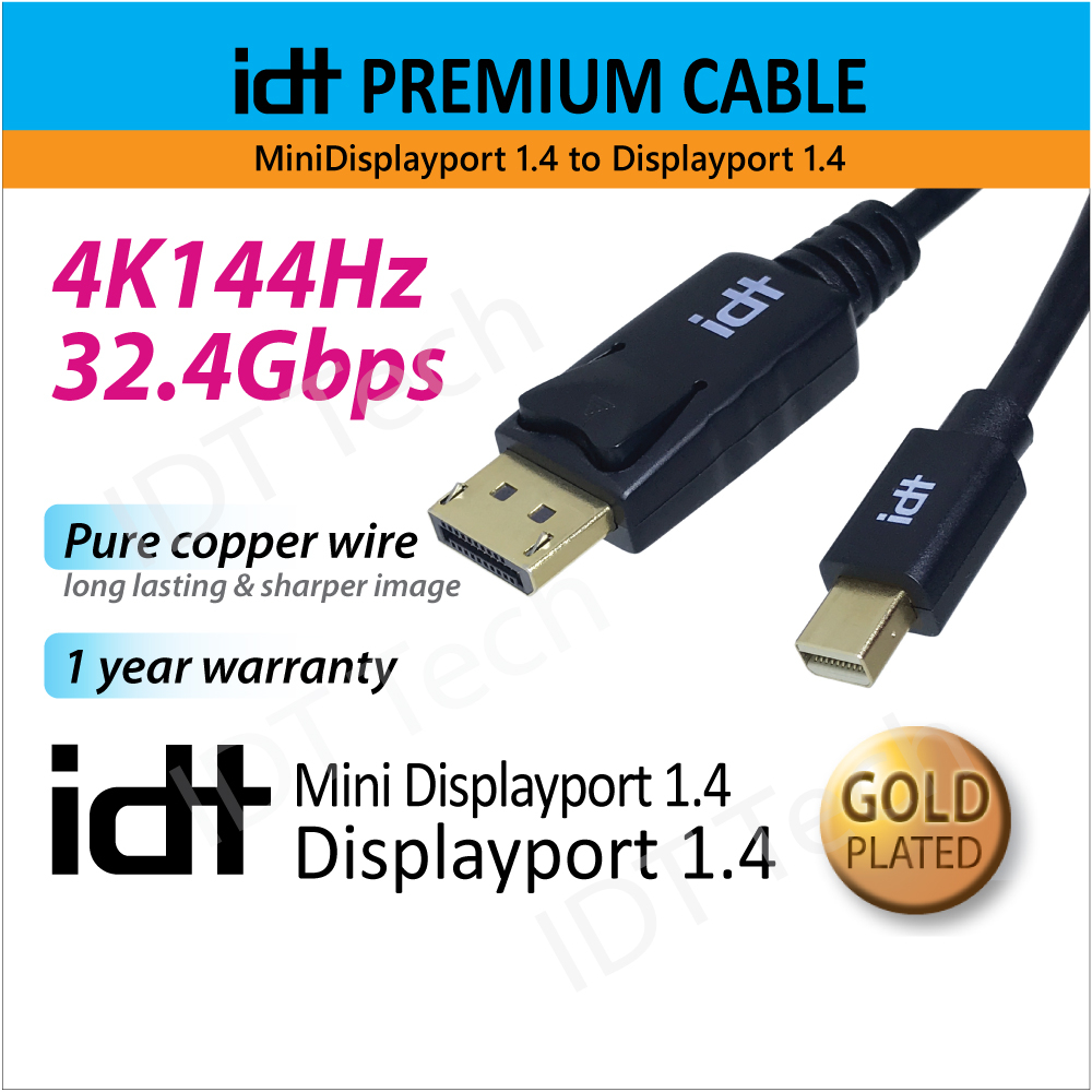 IDT Mini DP to DP1.4 Cable Mini Displayport to Displayport Cable 1.4 TB ...